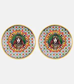 Dolce & Gabbana Carretto Siciliano Set Of 2 Dessert Plates - Multicoloured