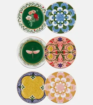 La DoubleJ Libellula Set Of 6 Dessert Plates - Multicoloured