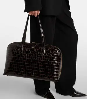 TOTEME Croc-effect Leather Tote Bag - Brown