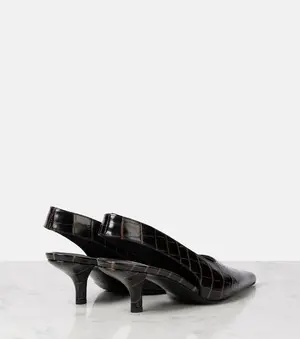 TOTEME Croc-effect Leather Slingback Pumps - Brown