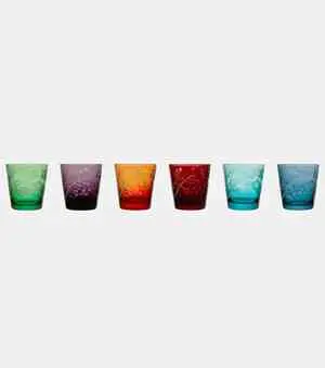 POLSPOTTEN Blossom Set Of 6 Glass Tumblers - Multicoloured