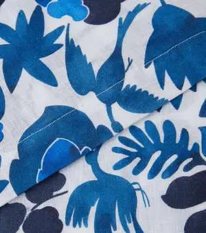 La DoubleJ Wildbird Large Linen Tablecloth - Blue