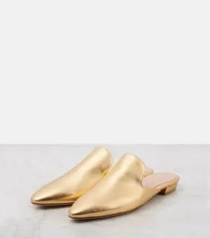 GIANVITO ROSSI Raja Metallic Leather Mules