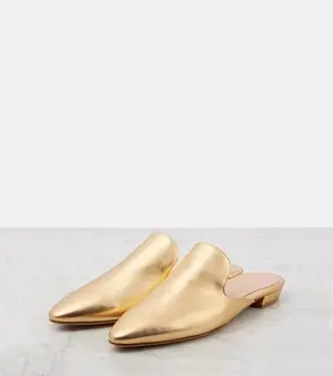 GIANVITO ROSSI Raja Metallic Leather Mules - Gold