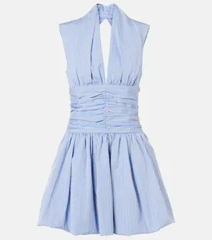 PATOU Striped Cotton Poplin Minidress - Blue