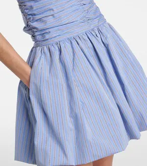 PATOU Striped Cotton Poplin Minidress - Blue