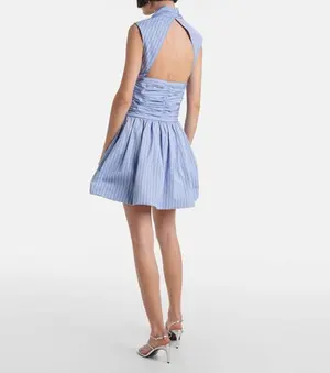 PATOU Striped Cotton Poplin Minidress - Blue