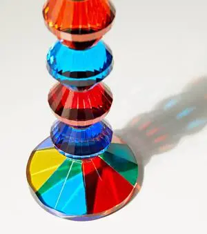 LES-OTTOMANS Crystal Candle Holder - Multicoloured