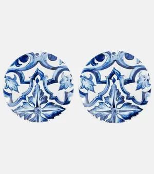 Dolce & Gabbana Set Of 2 Porcelain Dessert Plates - Blue