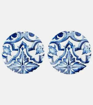 Dolce & Gabbana Set Of 2 Porcelain Dessert Plates - Blue