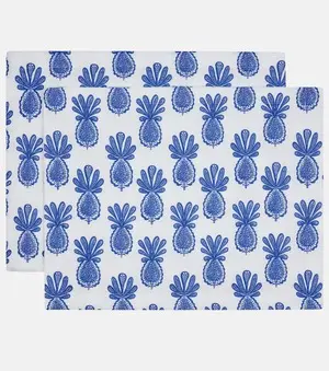 La DoubleJ Pineapple Blu Set Of Two Tablemats - Blue