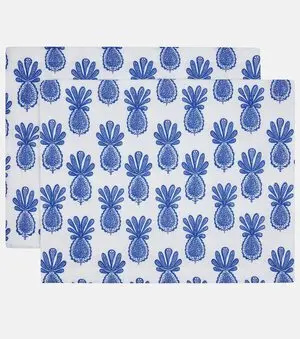 La DoubleJ Pineapple Blu Set Of Two Tablemats - Blue