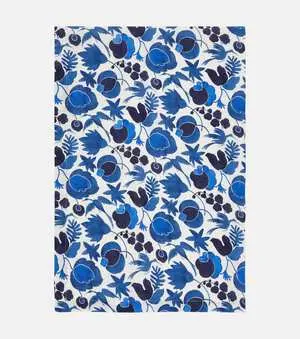 La DoubleJ Wildbird Blu Medium Linen Tablecloth - Multicoloured