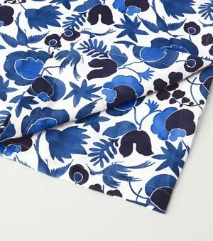 La DoubleJ Wildbird Blu Medium Linen Tablecloth