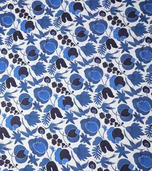 La DoubleJ Wildbird Blu Medium Linen Tablecloth