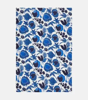 La DoubleJ Wildbird Blu Medium Linen Tablecloth Multicoloured