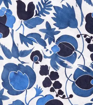 La DoubleJ Wildbird Blu Medium Linen Tablecloth - Multicoloured