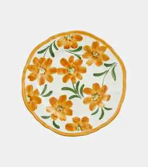 LES-OTTOMANS Floral Ceramic Plate - Orange
