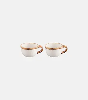 LES-OTTOMANS Bamboo Set Of 2 Cappuccino Cups - Multicoloured