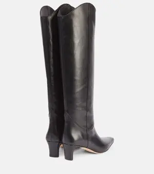 Staud Western Wally 55 Leather Cowboy Boots - Black