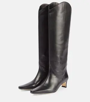 Staud Western Wally 55 Leather Cowboy Boots - Black