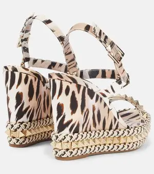 CHRISTIAN LOUBOUTIN Pyra Clou 110 Leopard-print Espadrille Wedges - Multicoloured