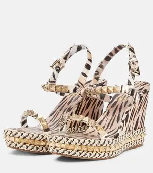 CHRISTIAN LOUBOUTIN Pyra Clou 110 Leopard-print Espadrille Wedges - Multicoloured