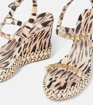 CHRISTIAN LOUBOUTIN Pyra Clou 110 Leopard-print Espadrille Wedges - Multicoloured