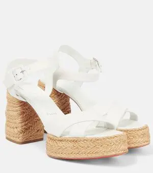 CHRISTIAN LOUBOUTIN Calakala 70 Leather Espadrille Platform Sandals - White