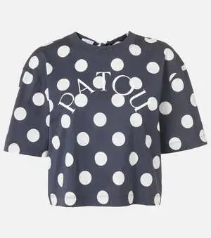 PATOU Logo Polka-dot Cotton Crop Top