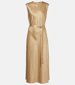 JOSEPH Garnier Silk Satin Midi Dress - Neutrals