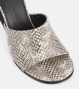 Jacquemus Doubles Snake-effect Leather Mules