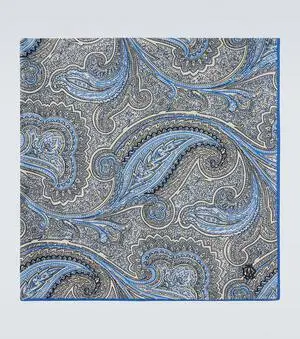 Dunhill Paisley Silk Pocket Square - Blue