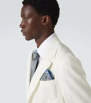 Dunhill Paisley Silk Pocket Square - Blue