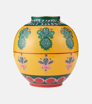La DoubleJ Pineapple Giallo Medium Porcelain Vase - Multicoloured