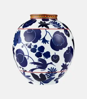 La DoubleJ Wildbird Large Porcelain Vase Blue