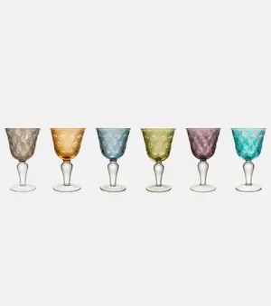 POLSPOTTEN Blocks Set Of 6 Wine Glasses - Multicoloured