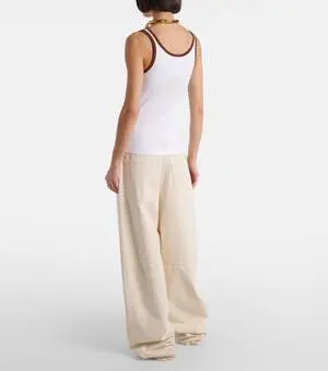 Gucci Ribbed-knit Cotton Tank Top - White