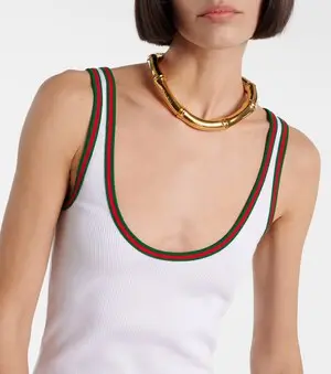 Gucci Ribbed-knit Cotton Tank Top - White