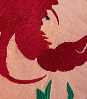 LES-OTTOMANS Crab Embroidered Velvet Cushion