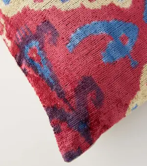 LES-OTTOMANS Patterned Velvet Cushion - Multicoloured