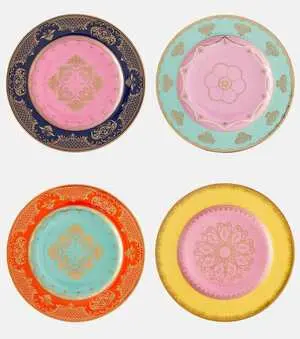 POLSPOTTEN Grandpa Set Of 4 Porcelain Side Plates - Multicoloured