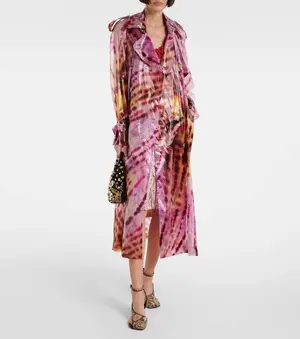 Dries Van Noten Printed Double-breasted Trench Coat