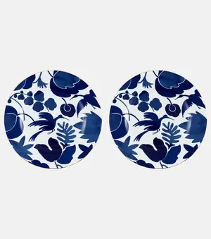 La DoubleJ Wildbird Set Of 2 Dinner Plates - Blue