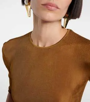 Saint Laurent Cassandre Knitted Top - Brown
