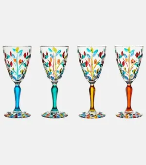 LES-OTTOMANS Set Of 4 Crystal Wine Glasses - Multicoloured