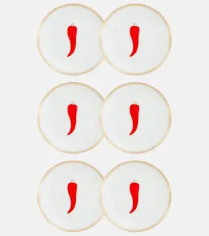 BITOSSI Chilli Pepper Set Of 6 Bread Plates - White