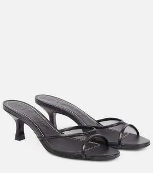 Staud Brigitte 55 Leather-trimmed Mules