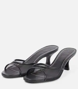 Staud Brigitte 55 Leather-trimmed Mules