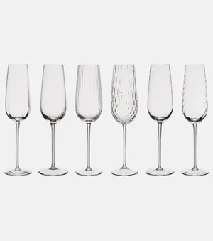 NASONMORETTI Tolomeo Set Of 6 Champagne Flute Glasses - Transparent